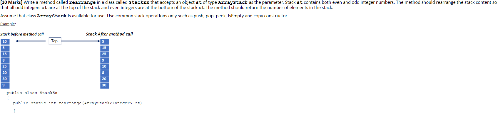 Solved (10 Marks] Write a method called rearrange in a class | Chegg.com