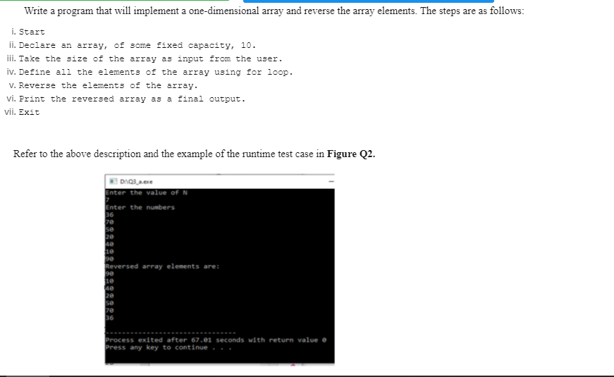 Solved Write A Program That Will Implement A One Dimensional 