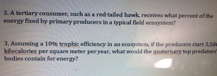 Solved A tertiary consumer, such as a red-tailed hawk, | Chegg.com