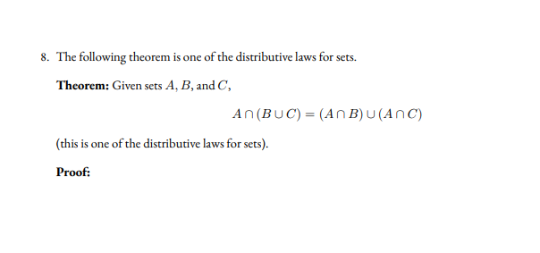 Solved 8. The following theorem is one of the distributive | Chegg.com