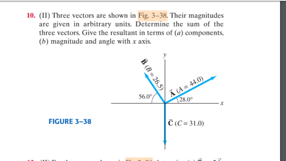 Solved 10. (II) Three vectors are shown in Fig. 3–38. Their | Chegg.com Solved 10. (II) Three vectors are shown in Fig. 3–38. Their | Chegg.com