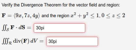 Solved Verify the Divergence Theorem for the vector field | Chegg.com