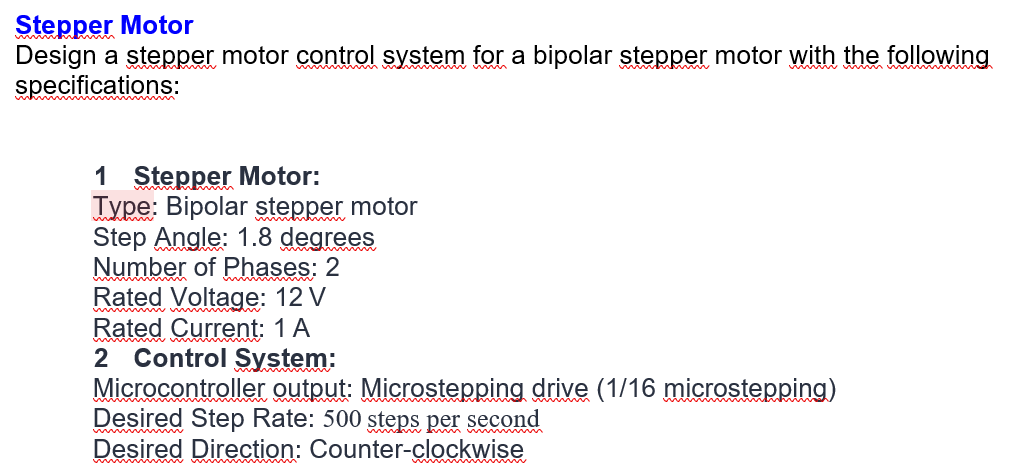 Solved Stepper MotorDesign a stepper motor control system | Chegg.com