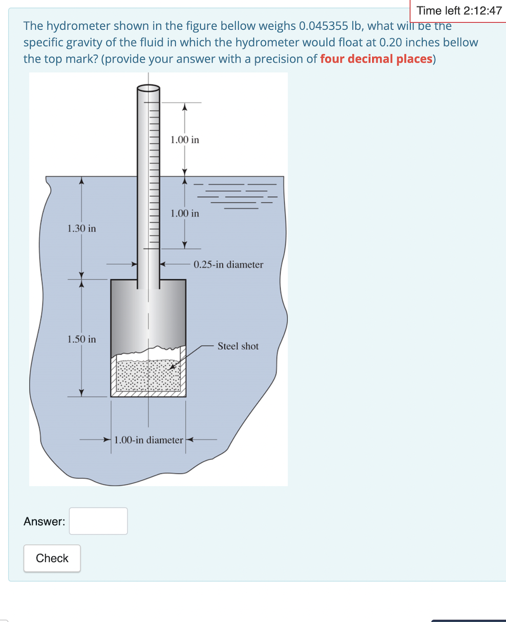 Solved The hydrometer shown in the figure bellow weighs | Chegg.com Solved The hydrometer shown in the figure bellow weighs | Chegg.com