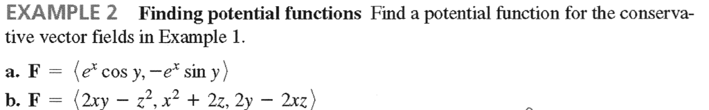 Solved EXAMPLE 2 Finding potential functions Find a | Chegg.com