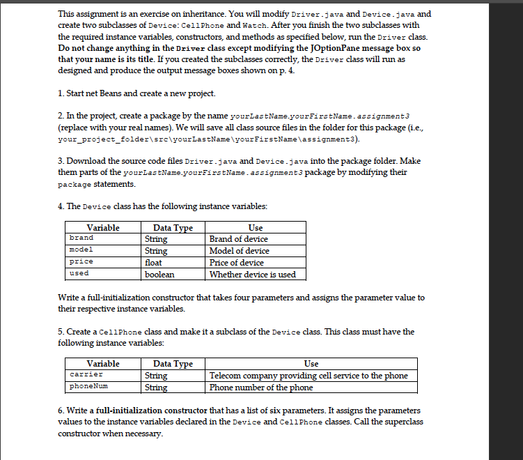 Solved This assignment is an exercise on inheritance. You | Chegg.com