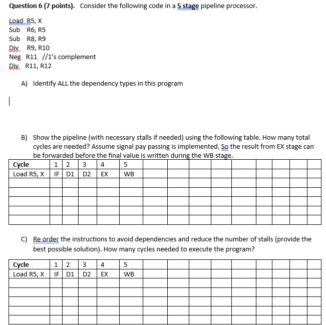 Solved Question 6 (7 points). Consider the following code in | Chegg.com