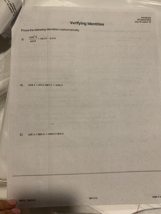 Solved Precalculus HS Mathematcs Unit 05 Lesson: 02 | Chegg.com
