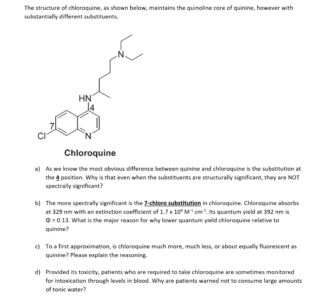 The structure of chloroquine, as shown below, | Chegg.com