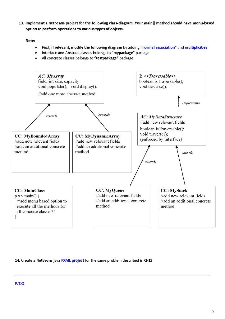 Solved 13. Implement a netbeans project for the following | Chegg.com
