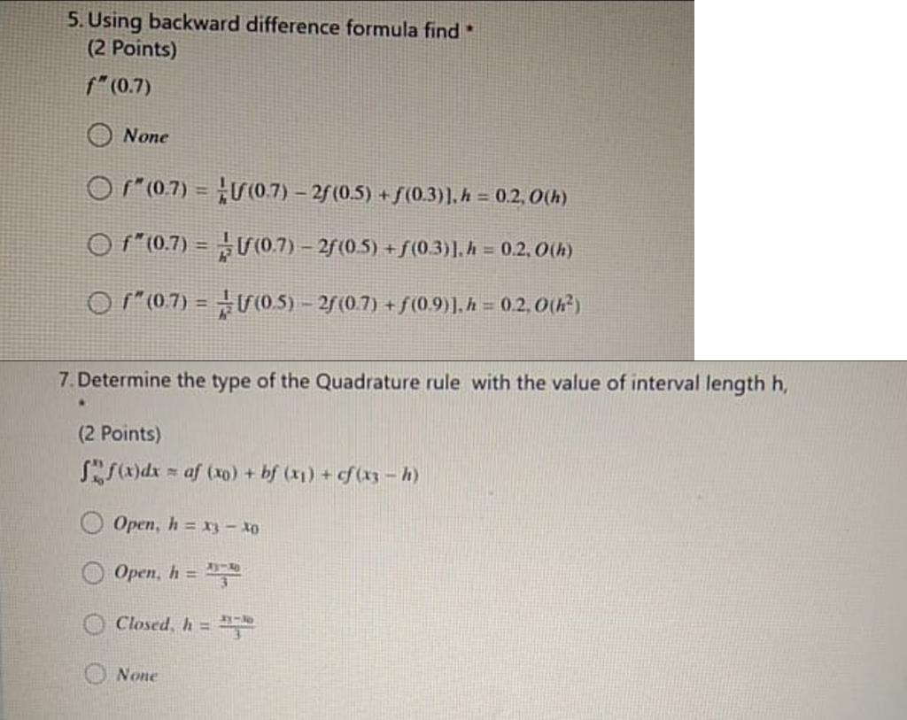 Solved 5. Using backward difference formula find (2 Points) | Chegg.com