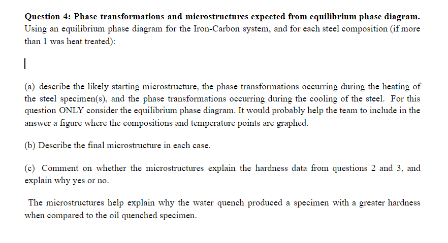 Question 4: Phase transformations and microstructures | Chegg.com
