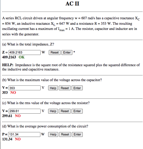 Solved AC II A series RCL circuit driven at angular | Chegg.com