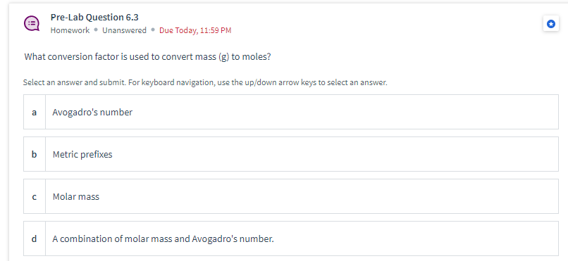 Solved Pre-Lab Question 6.3 Homework - Unanswered - Due | Chegg.com