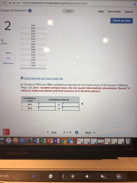 Solved Chapter 8 Homework Saved Help Save &Exit Submit Check | Chegg.com