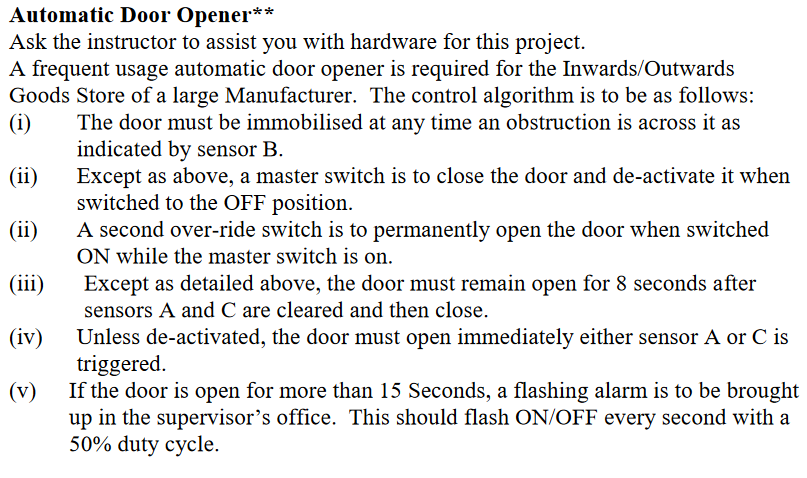 Solved Automatic Door Opener** Ask the instructor to assist | Chegg.com