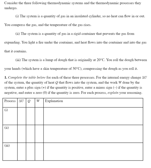 Solved Consider the three following thermodynamic systems | Chegg.com