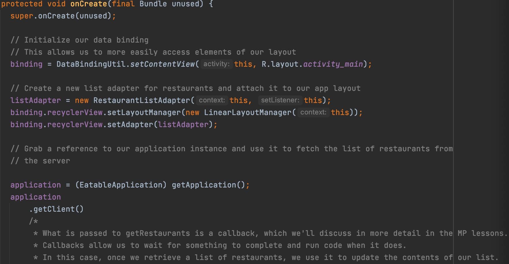 protected void onCreate(final Bundle unused) { | Chegg.com