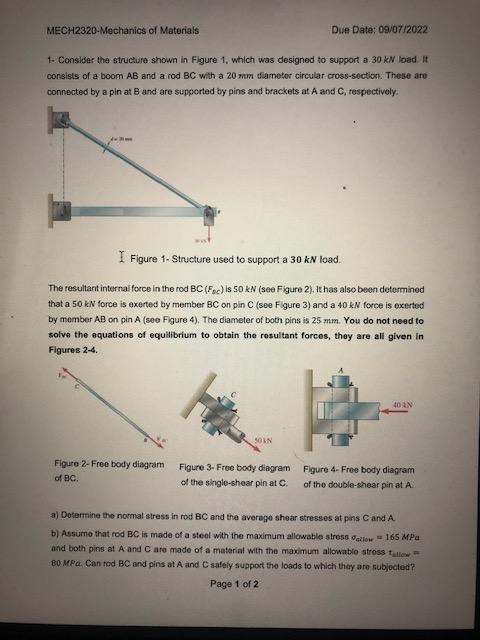 Solved 1. Consider the structure shown in Figure 1, which | Chegg.com