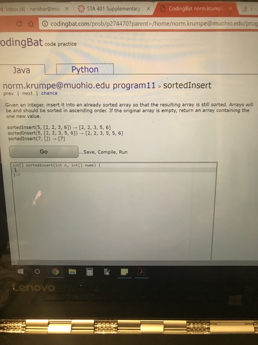 Solved Given an integer, insert it into an already sorted | Chegg.com