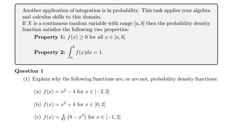 Solved Another application of integration is in probability. | Chegg.com