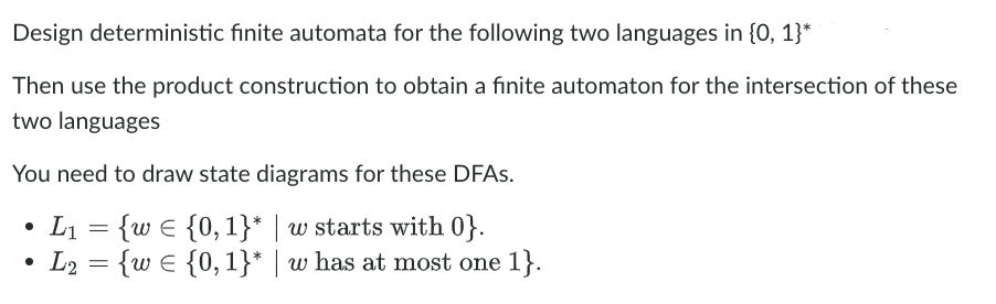 Solved Design deterministic finite automata for the | Chegg.com