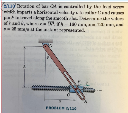 Solved 2/110 Rotation of bar OA is controlled by the lead | Chegg.com