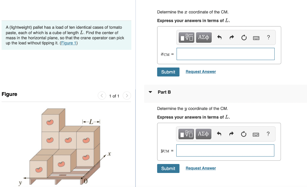 Solved A (lightweight) pallet has a load of ten identical | Chegg.com
