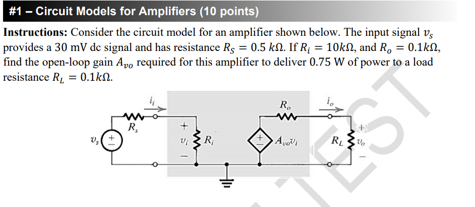 Solved Instructions: Consider the circuit model for an | Chegg.com