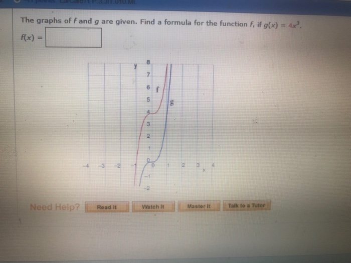 Solved The graphs of f and g are given. Find a formula for | Chegg.com