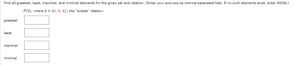 Solved Find all greatest, least, maximal, and minimal | Chegg.com