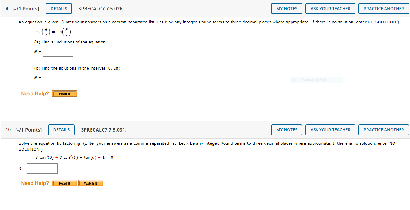 Solved 9. [-/1 Points] DETAILS SPRECALC7 7.5.026. MY NOTES | Chegg.com