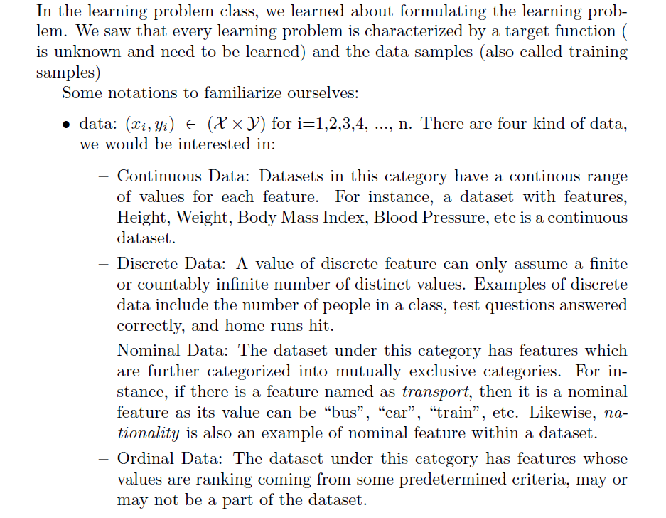 Solved the learning problem class, we learned about | Chegg.com