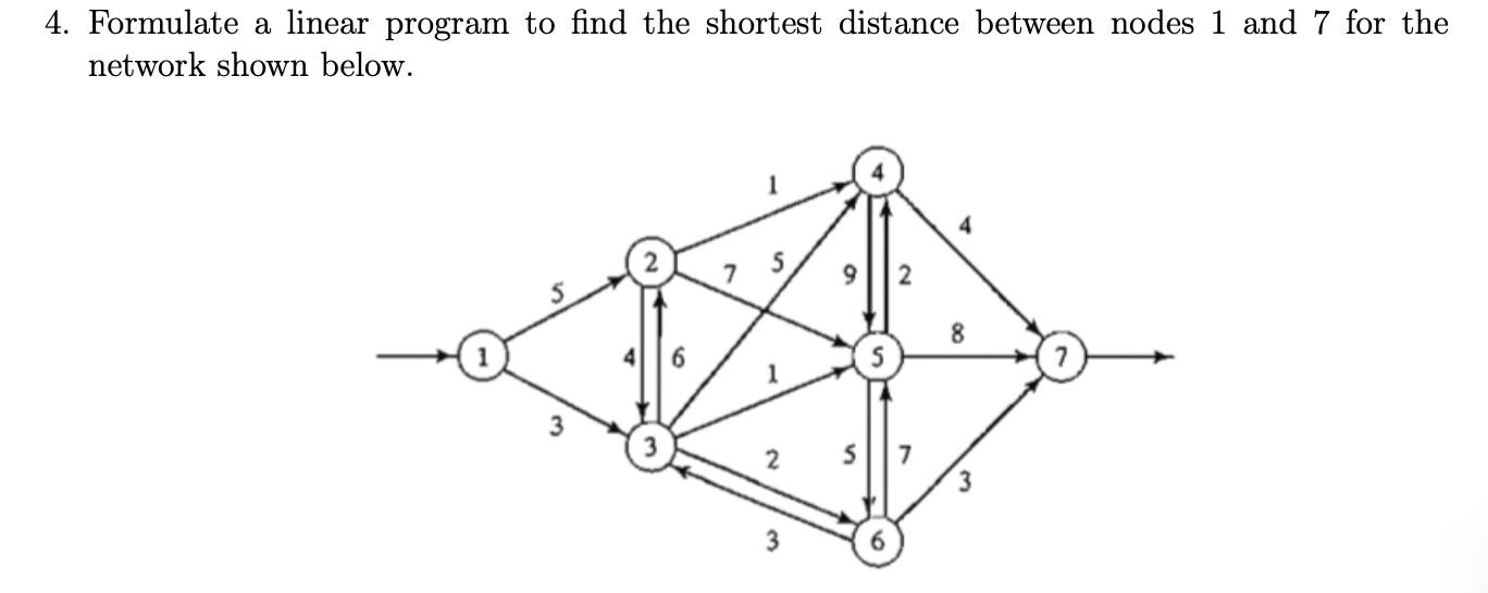 Solved 4. Formulate a linear program to find the shortest | Chegg.com