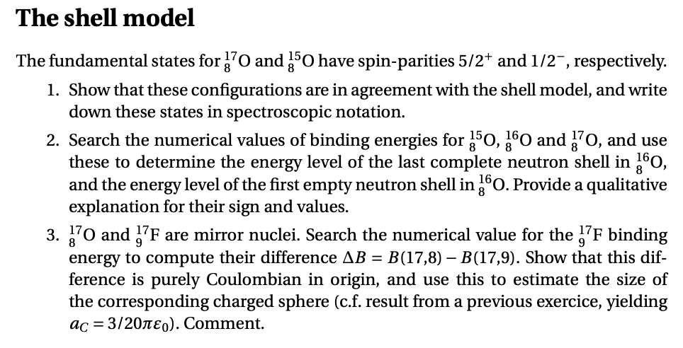 Solved The shell model The fundamental states for?0 and 150 | Chegg.com