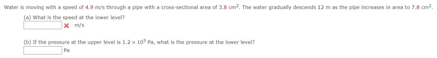 Solved Water is moving with a speed of 4.9 m/s through a | Chegg.com