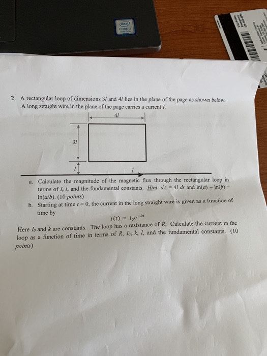 Solved 2. A rectangular loop of dimensions 3/ and 4l lies in | Chegg.com