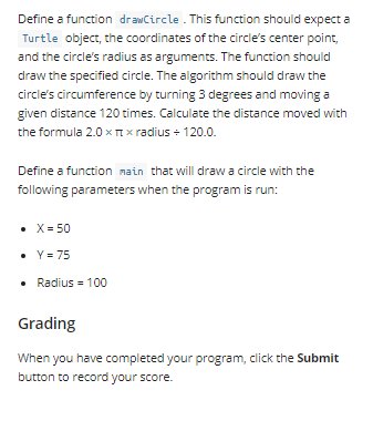 Solved Define a function drawCircle. This function should | Chegg.com