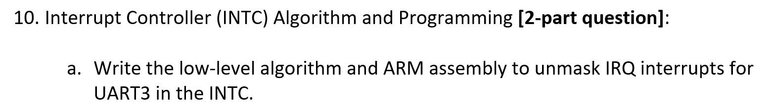 Solved 10. Interrupt Controller (INTC) Algorithm and | Chegg.com