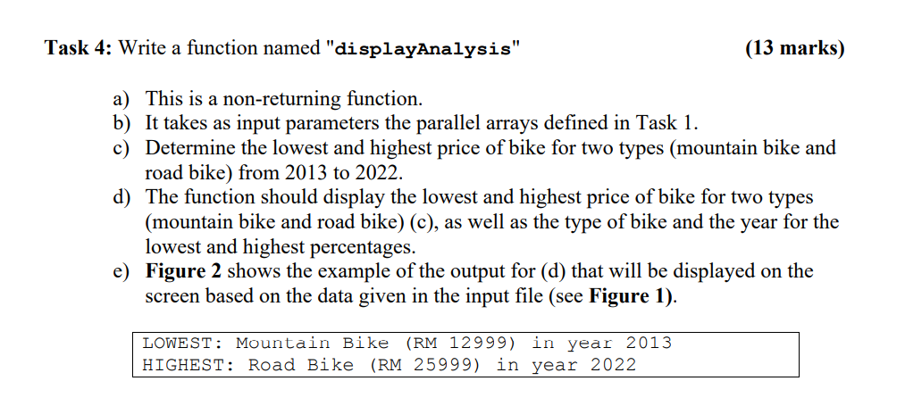 Solved 'ask 4: Write a function named "displayAnalysis" (13 | Chegg.com