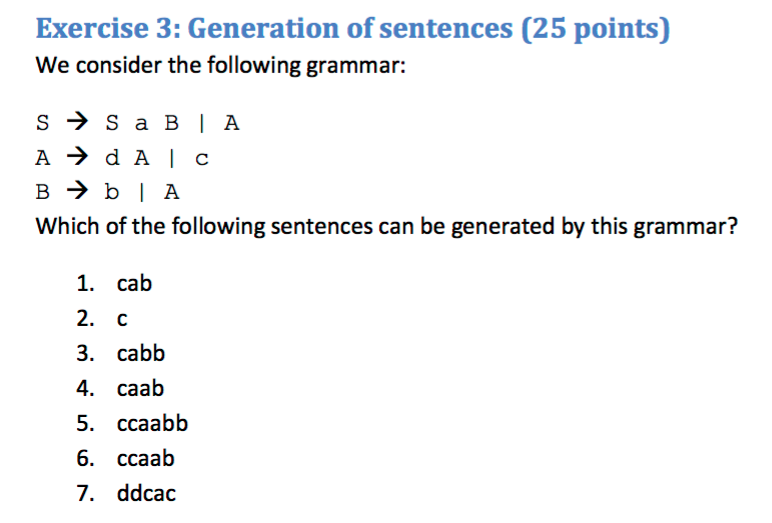 Solved Exercise 3: Generation of sentences (25 points) We | Chegg.com