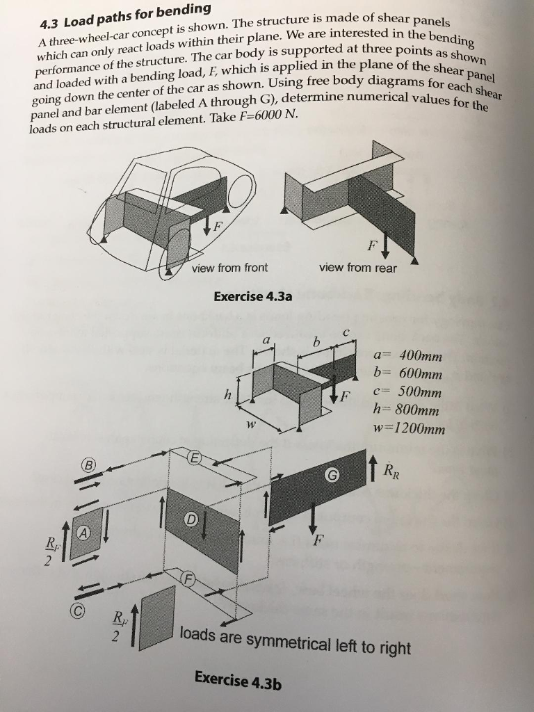 4.3 Load paths for bending A three-wheel-car concept | Chegg.com