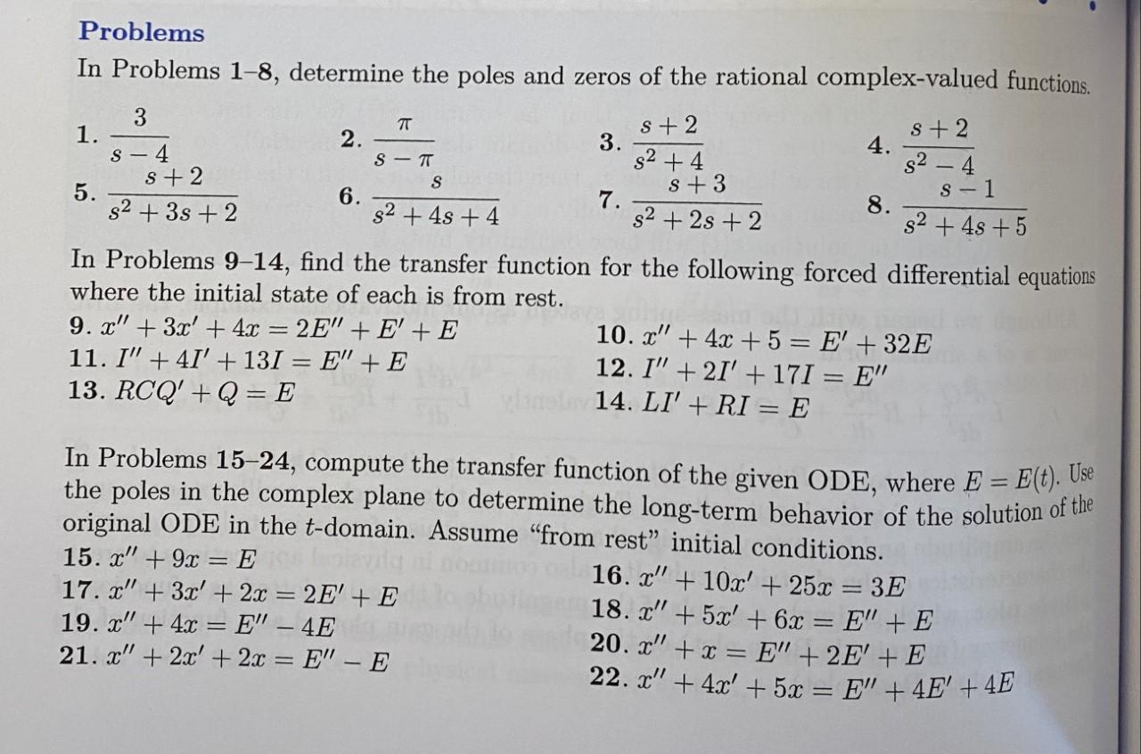 Solved In Problems 1-8, determine the poles and zeros of the | Chegg.com