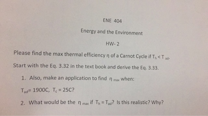 Please find the max thermal efficiency eta of a | Chegg.com