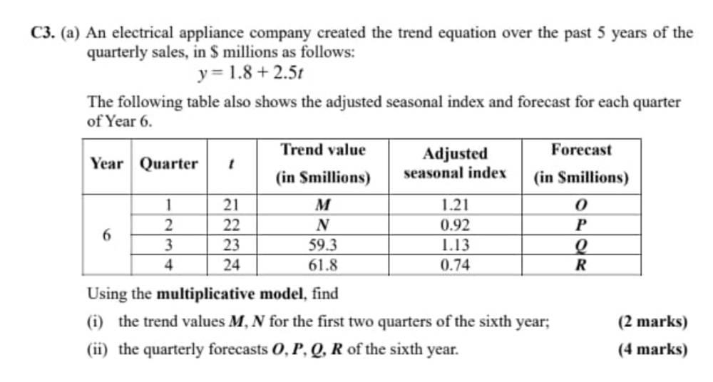 Solved (a) An electrical appliance company created the trend | Chegg.com