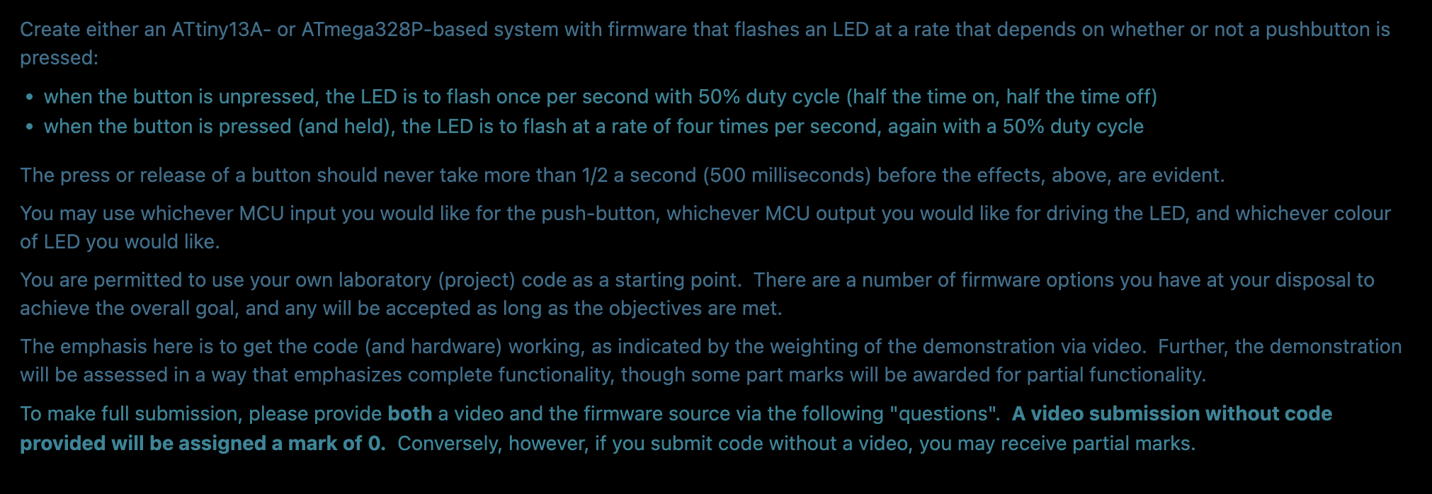 Solved Create either an ATtiny13A- or ATmega328P-based | Chegg.com