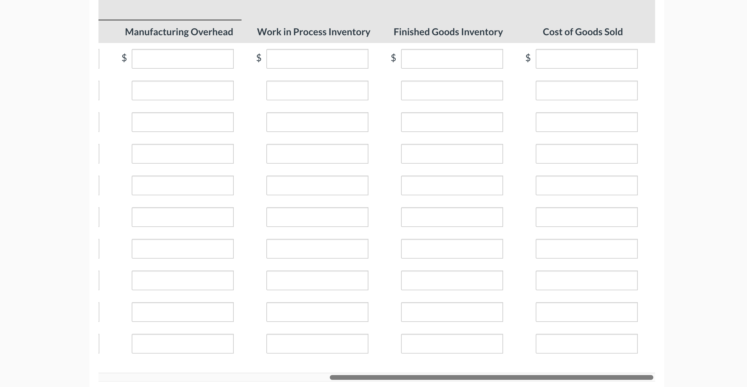 Solved Manufacturing Overhead $ Work in Process Inventory $ | Chegg.com