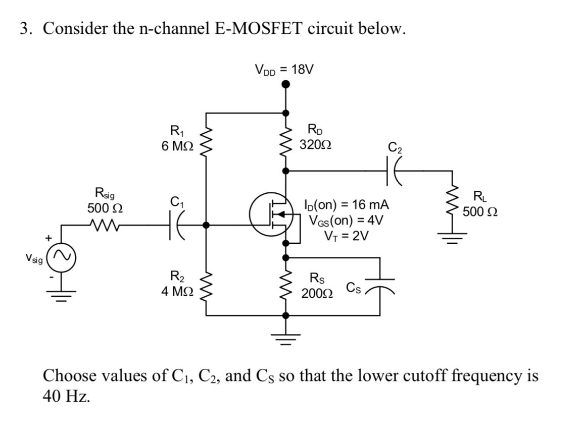 Solved 3. Consider the n-channel E-MOSFET circuit below. Vpp | Chegg.com