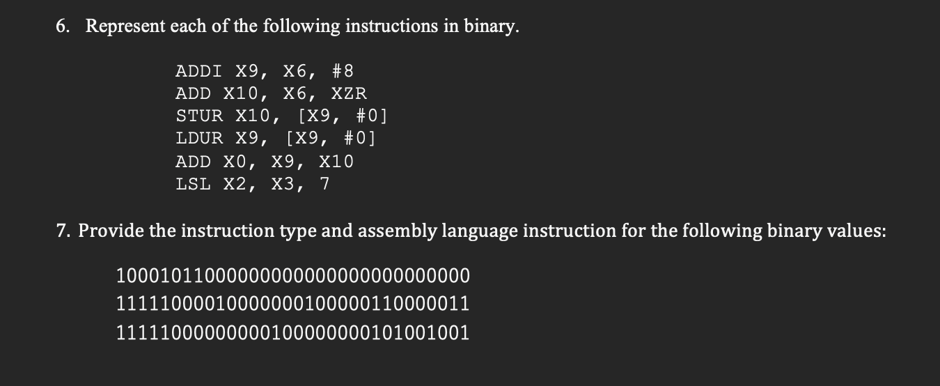 Solved 6. Represent each of the following instructions in | Chegg.com