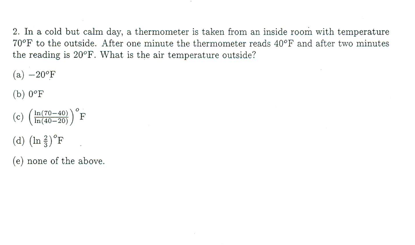 Solved 2. In a cold but calm day, a thermometer is taken | Chegg.com